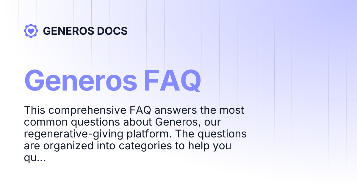 Generos FAQ | GENEROS DOCS
